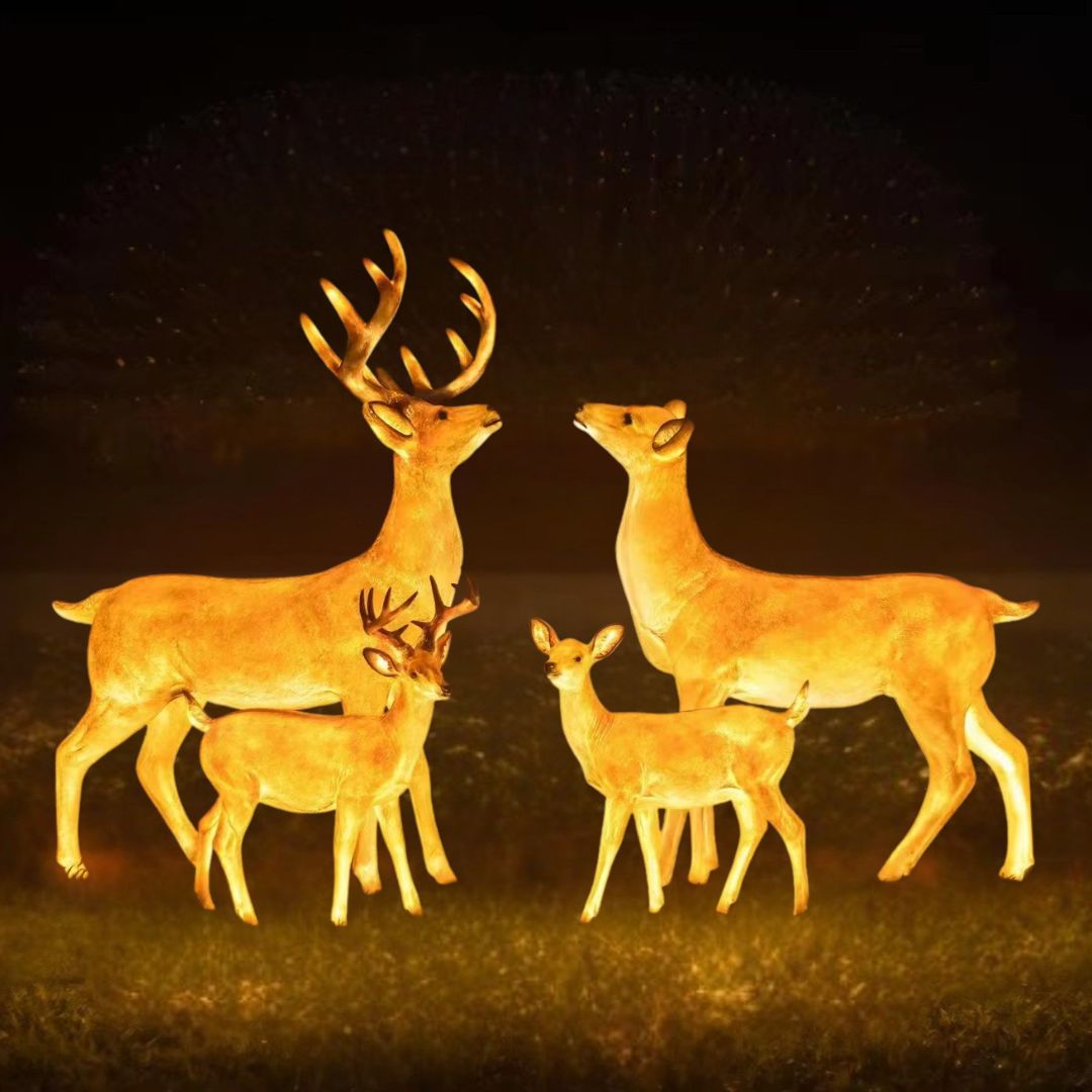 Decorative Life-Sized Deer Family Figurine (Family of 4) - StarLED ...